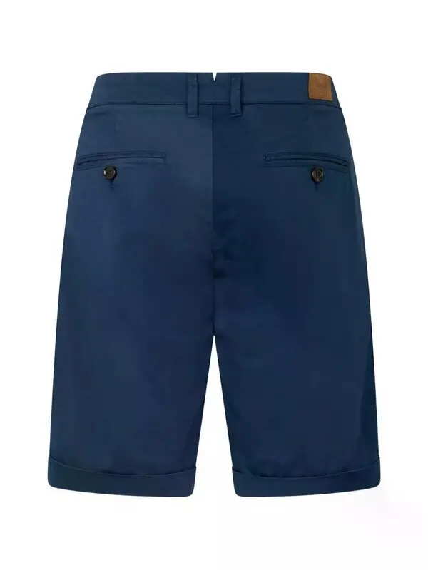 MOORER Pleated Shorts With Cuffed Hem - Blue