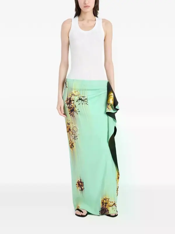 Proenza Schouler Cella Printed Maxi Skirt - Green