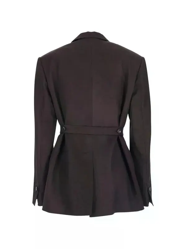 TELA Double-breasted Belted Blazer - Brown