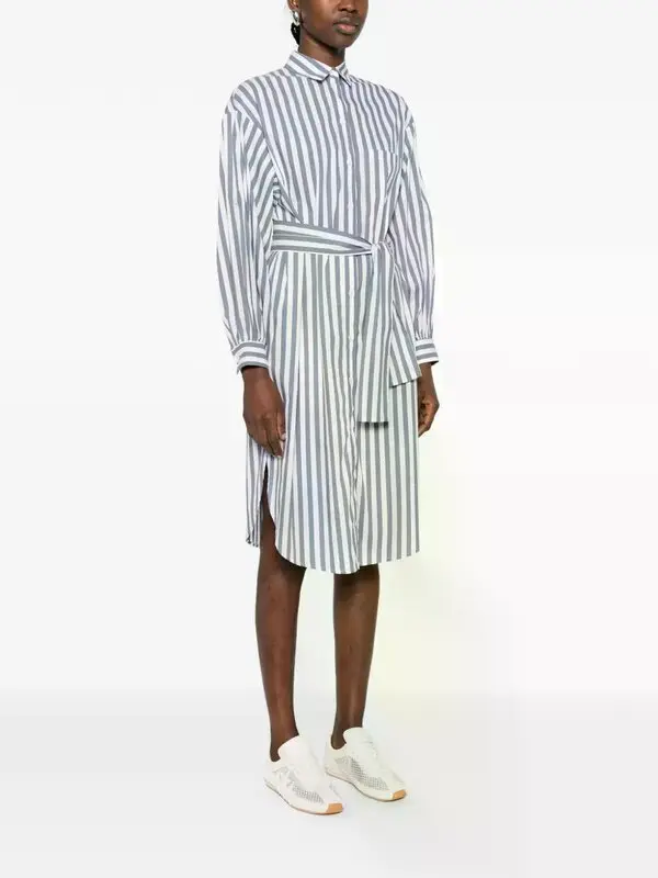 CALIBAN Striped Belted Shirt Dress