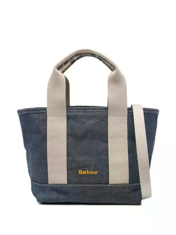 Barbour Mini Mya Tartan-detail Denim Tote Bag - Blue