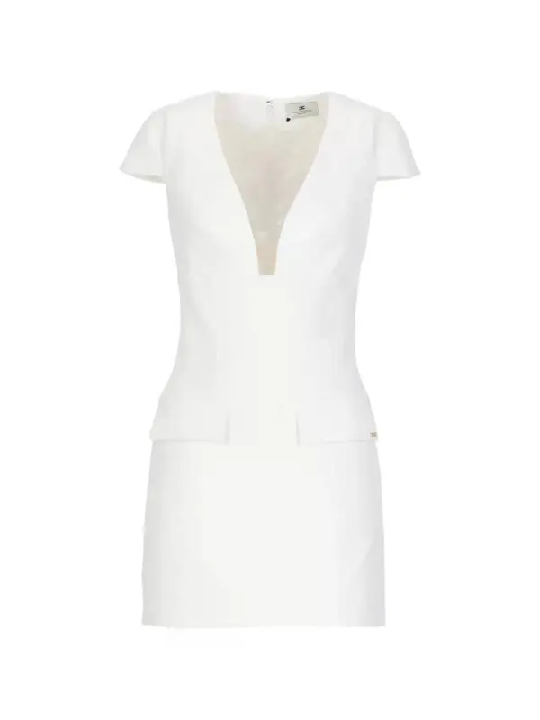 Elisabetta Franchi V-neck Pocket Dress - White
