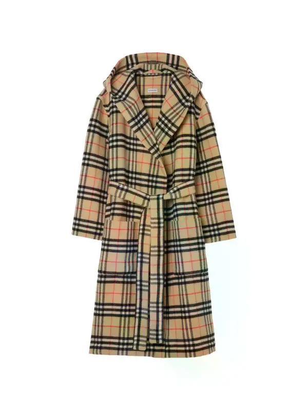 Burberry Check Wool Cashmere Robe - Neutrals