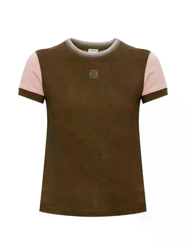Loewe Embroidery Colour-block T-shirt - Green