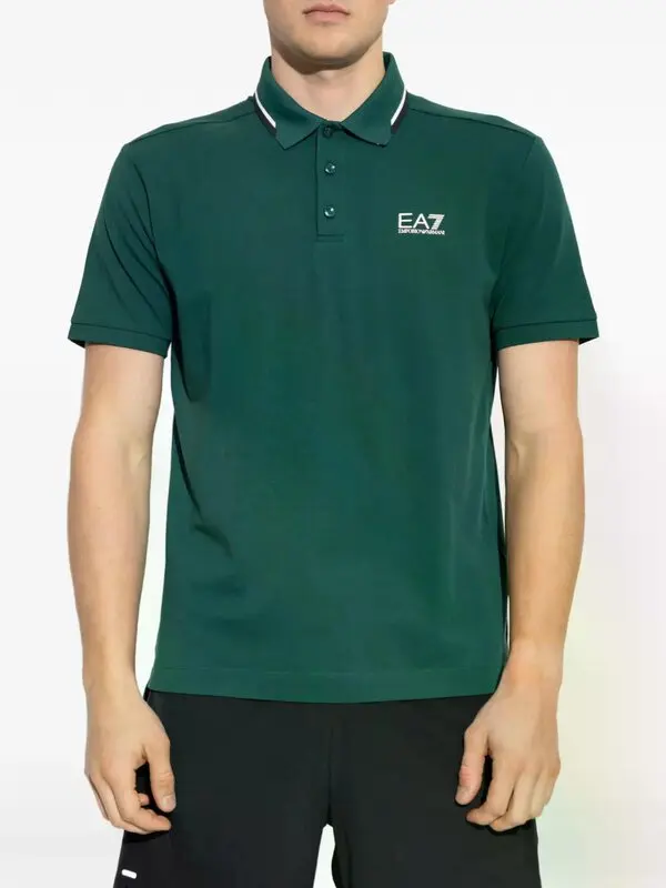 EA7 Logo-print Polo Shirt - Green