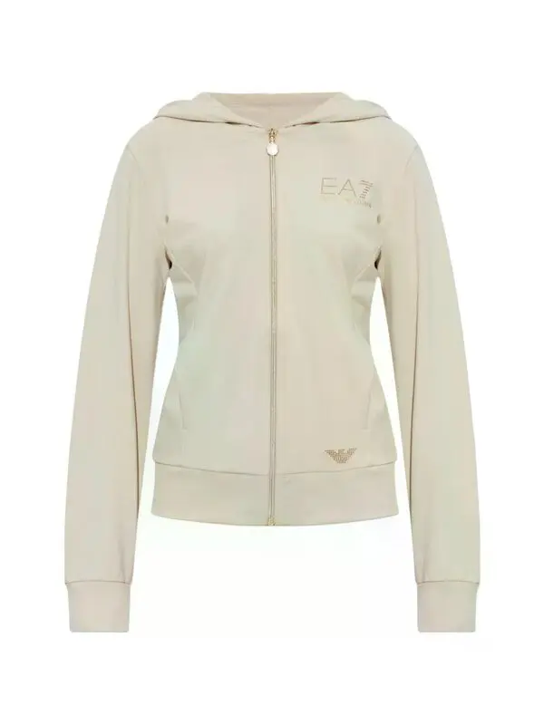 Emporio Armani Zip-up Logo-detail Hoodie - Neutrals