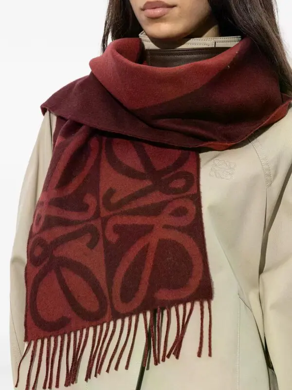 Loewe Fringed-edge Logo-pattern Scarf