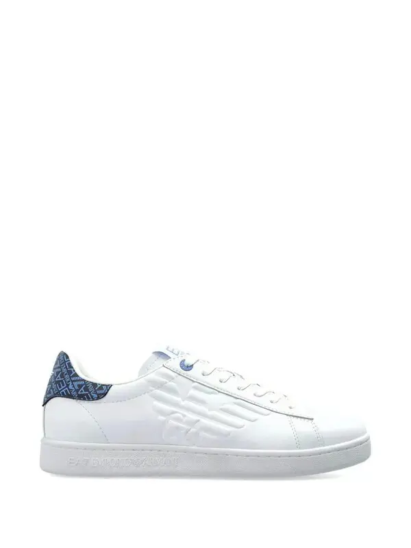 Emporio Armani Debossed-logo Leather Sneakers - White