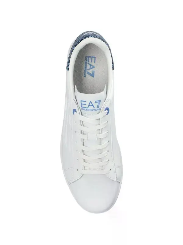 EA7 Debossed-logo Leather Sneakers - White
