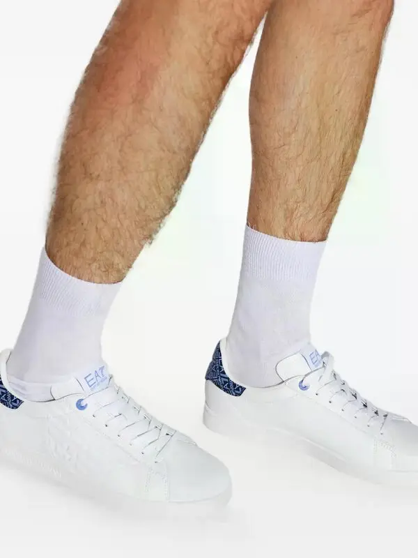 EA7 Debossed-logo Leather Sneakers - White
