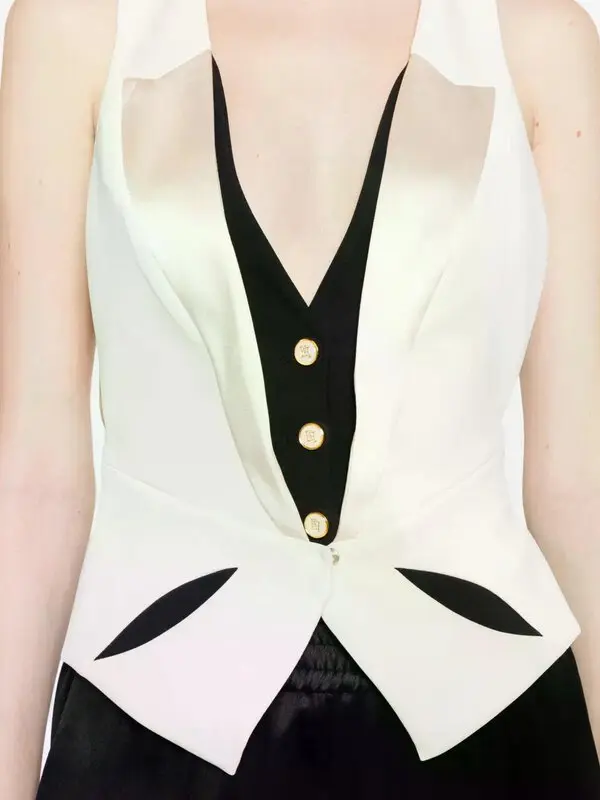 Elisabetta Franchi Lightweight Crêpe Waistcoat With Two-colour Cut-outs