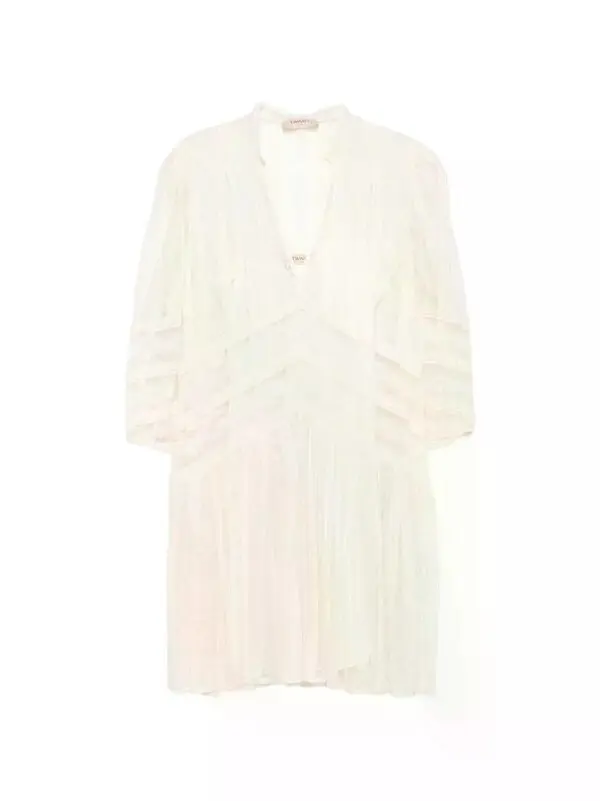 TWINSET Short Striped Lace Dress - Neutrals