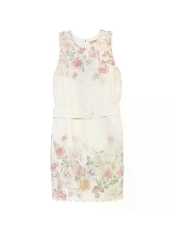 TWINSET Floral Belted Nini Dress - Pink