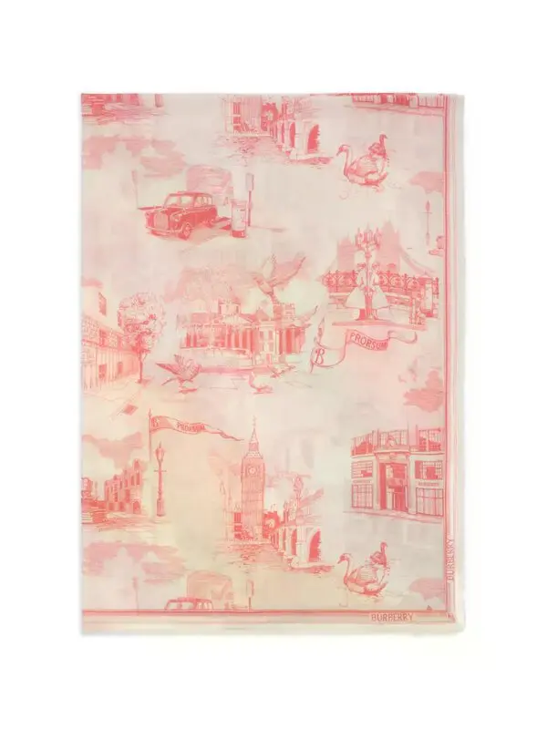 Burberry London Landmarks Wool Silk Scarf - Pink