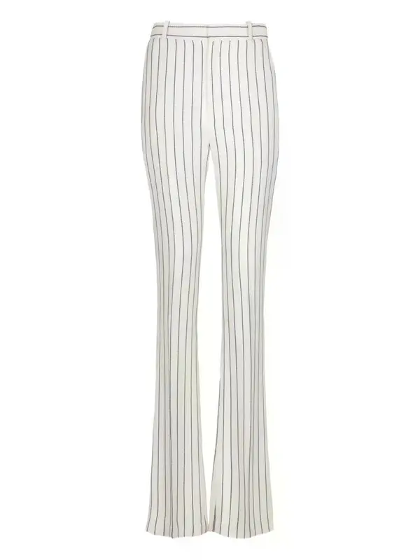 Balmain Pinstripe Flared-leg Trousers - White