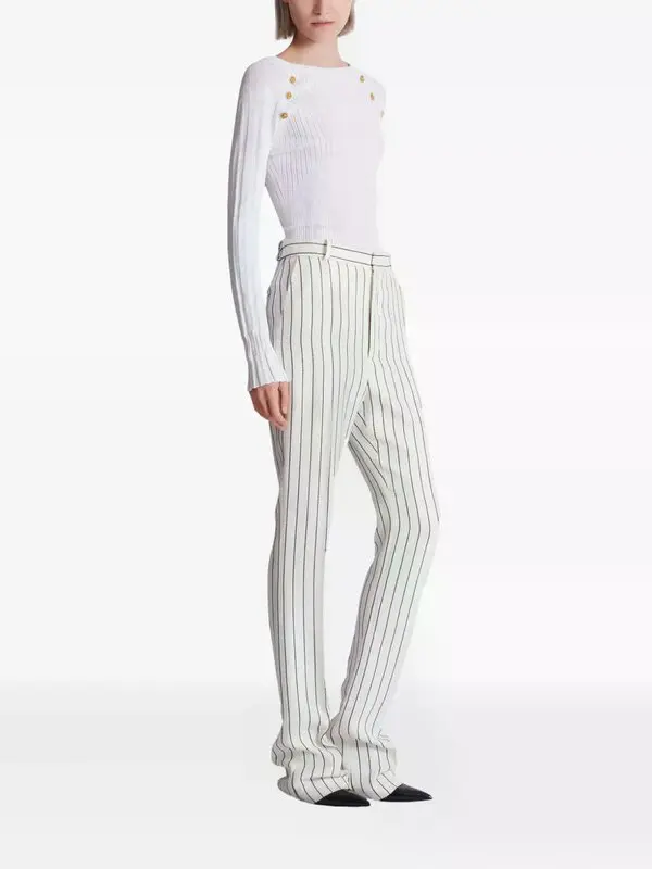 Balmain Pinstripe Flared-leg Trousers