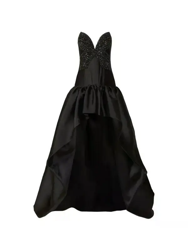 Costarellos Thara Crystal-appliqué High-low Asymmetric Dress - Black