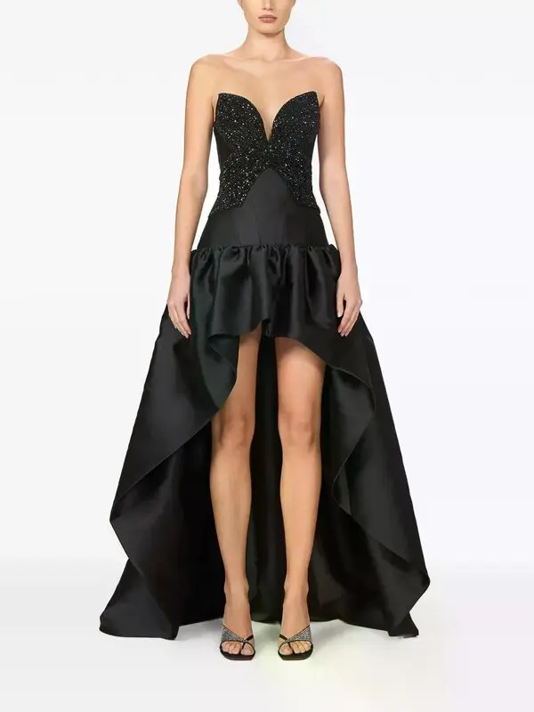 Costarellos Thara Crystal-appliqué High-low Asymmetric Dress - Black