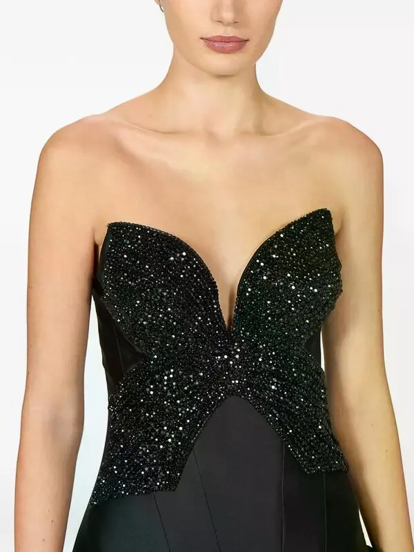 Costarellos Thara Crystal-appliqué High-low Asymmetric Dress - Black