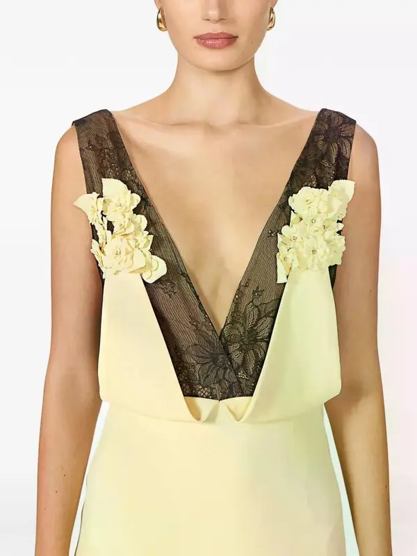 Costarellos Janessa Floral-appliqué Gown - Yellow