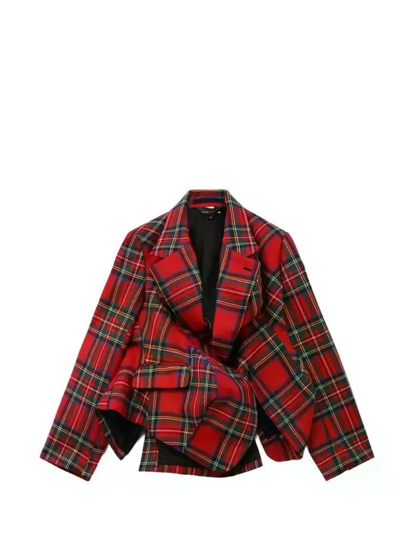 Comme Des Garçons Tartan-pattern Wool Blazer - Red