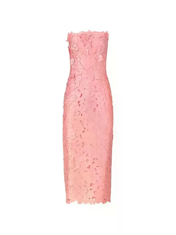Costarellos Astelle Floral-cut Strapless Midi Dress - Pink