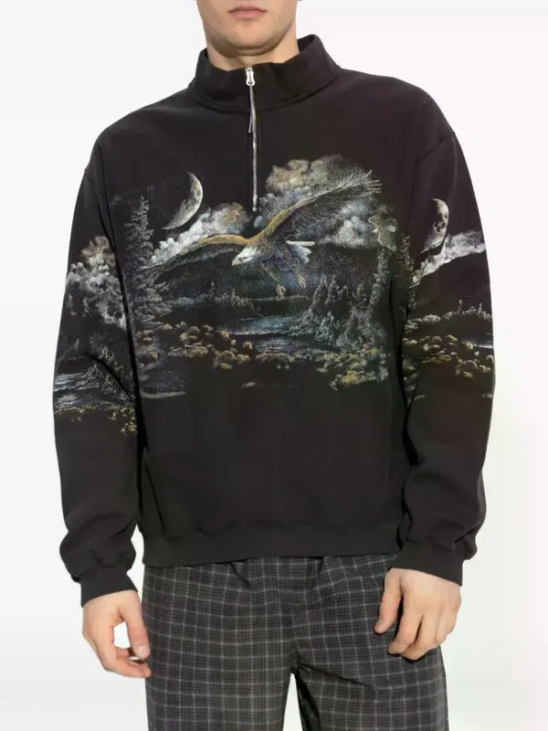 ROA Zip-neck Graphic Sweatshirt