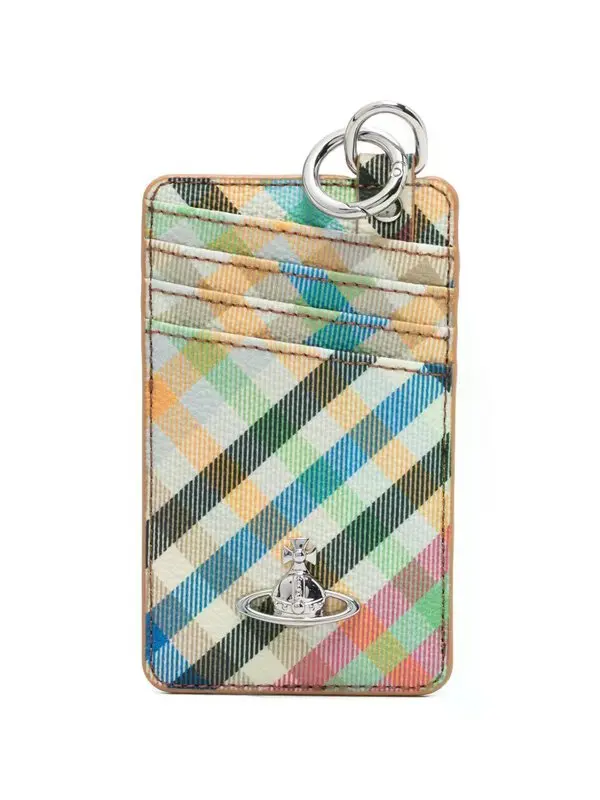 VIVIENNE WESTWOOD Plaid Vertical Card Holder - Blue