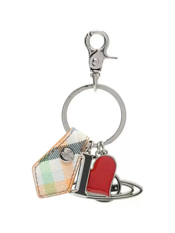 VIVIENNE WESTWOOD I Love Orb Tartan Keyring - Silver