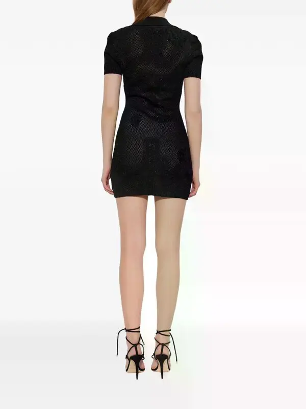 Amiri Floral Crochet Polo Mini Dress