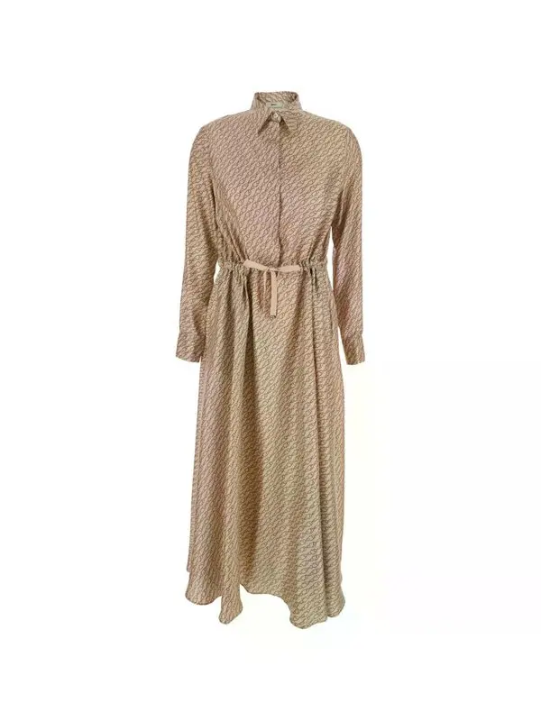 Herno Belted Patterned Midi Shirt Dress - Neutrals