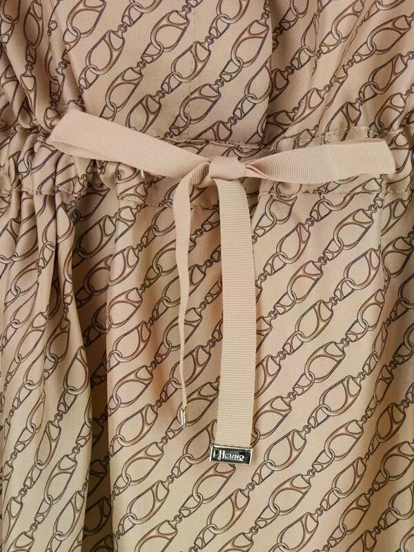 Herno Belted Patterned Midi Shirt Dress - Neutrals