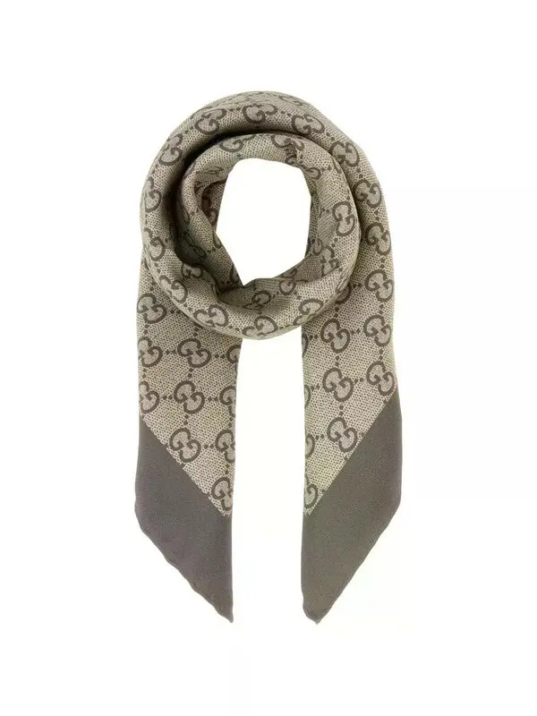 Gucci Gg Print Silk Scarf - Neutrals