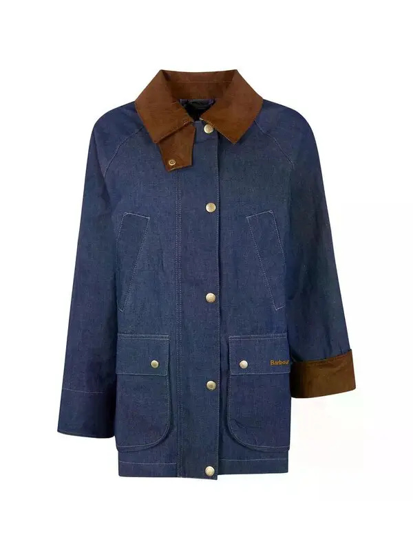 Barbour Asker Corduroy-collar Denim Coat - Blue