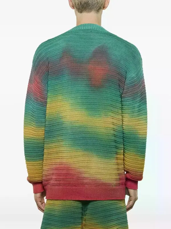LANEUS Oversized Textured Knit Cardigan - Green