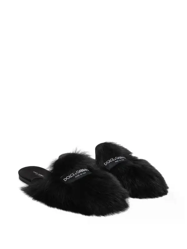 Dolce & Gabbana Fur Mules - Black