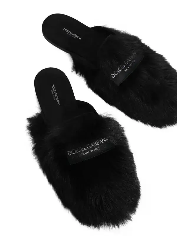 Dolce & Gabbana Fur Mules - Black