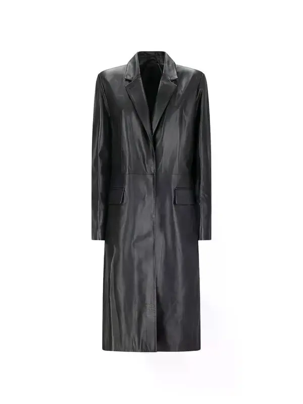 DESA 1972 Front-pockets Leather Coat - Black