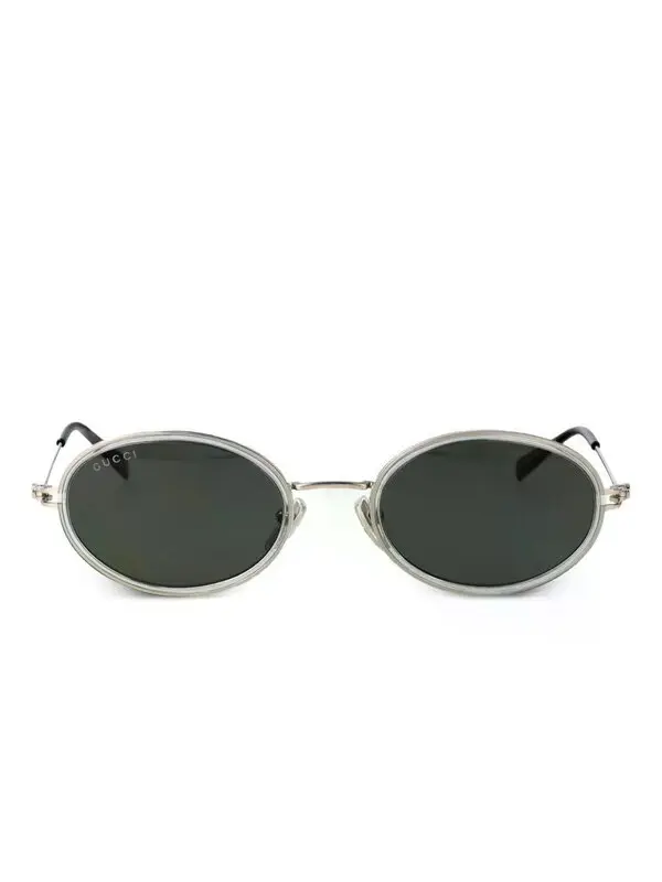 Gucci Gg1980s Oval-frame Sunglasses - Silver