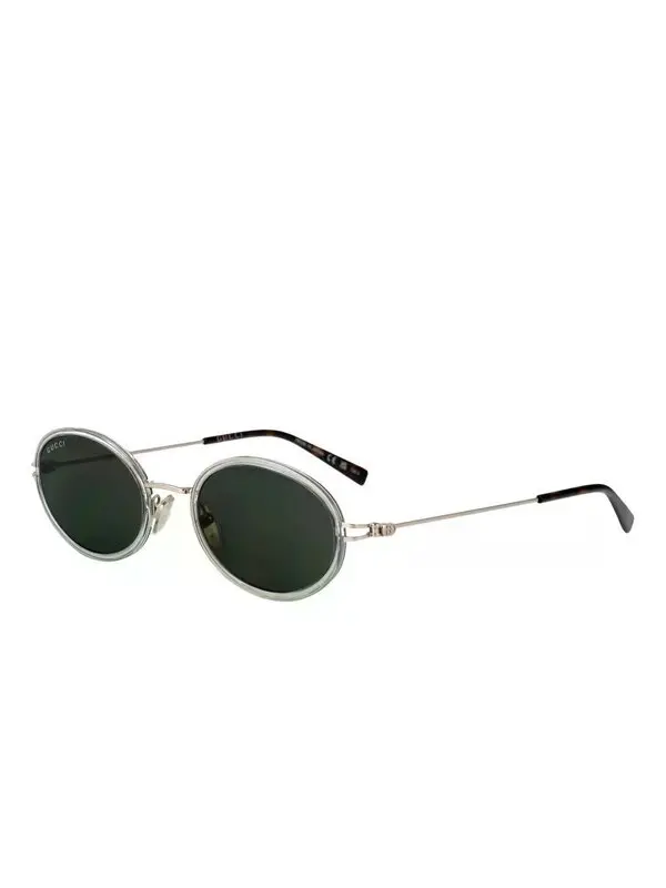 Gucci Gg1980s Oval-frame Sunglasses - Silver