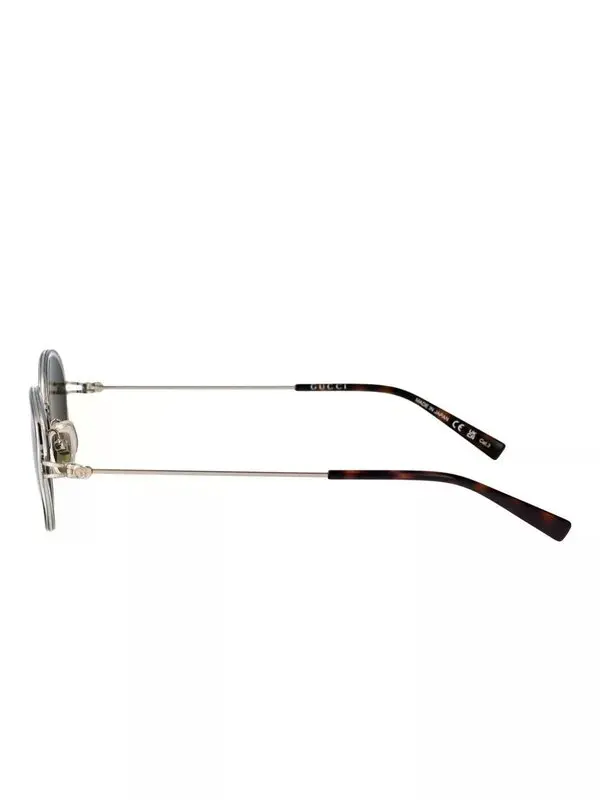 Gucci Gg1980s Oval-frame Sunglasses - Silver