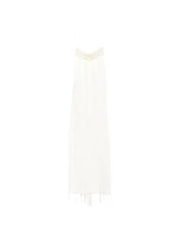 JIL SANDER Crochet Floral Slip Midi Dress - Neutrals