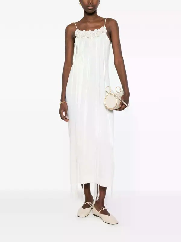 JIL SANDER Crochet Floral Slip Midi Dress - Neutrals