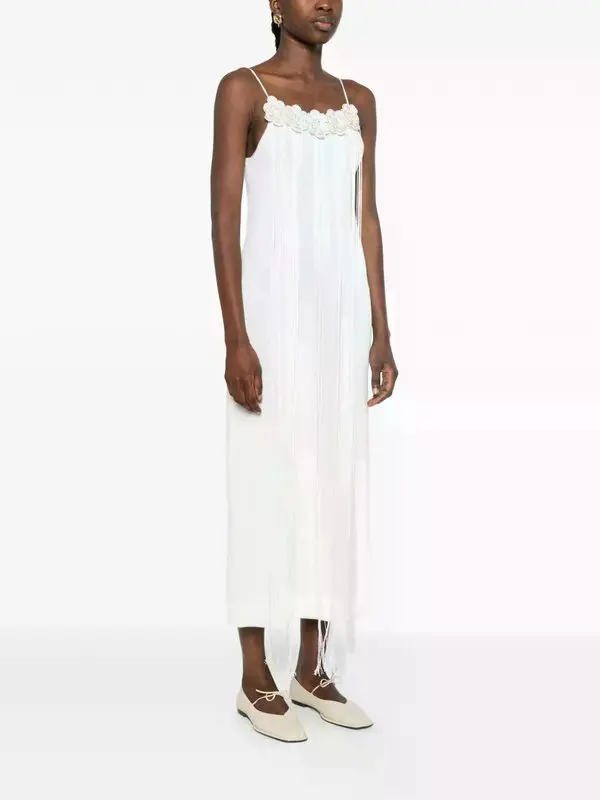 JIL SANDER Crochet Floral Slip Midi Dress - Neutrals