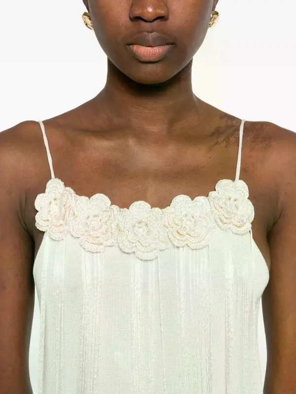 JIL SANDER Crochet Floral Slip Midi Dress - Neutrals