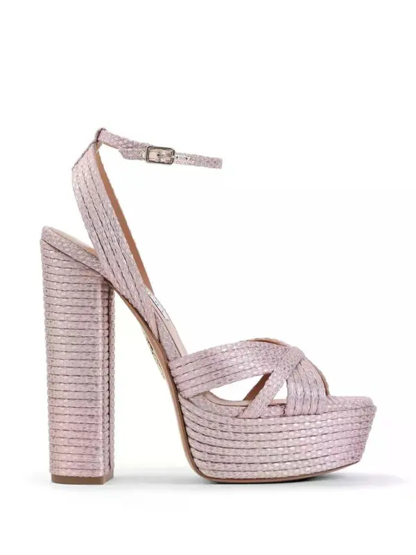 AQUAZZURA Sundance Plateau Crossover Platform Sandals - Pink