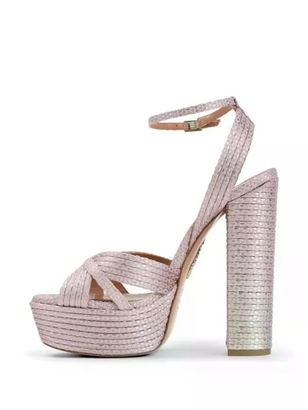 AQUAZZURA Sundance Plateau Crossover Platform Sandals - Pink