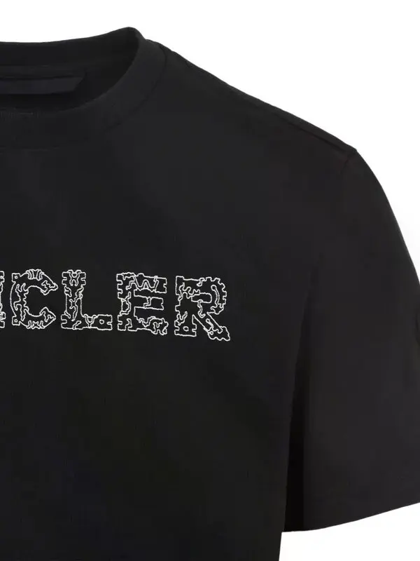 Moncler Embroidered-logo Cotton T-shirt - Black