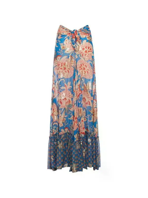 Etro Ruffled Floral-print Maxi Skirt - Blue