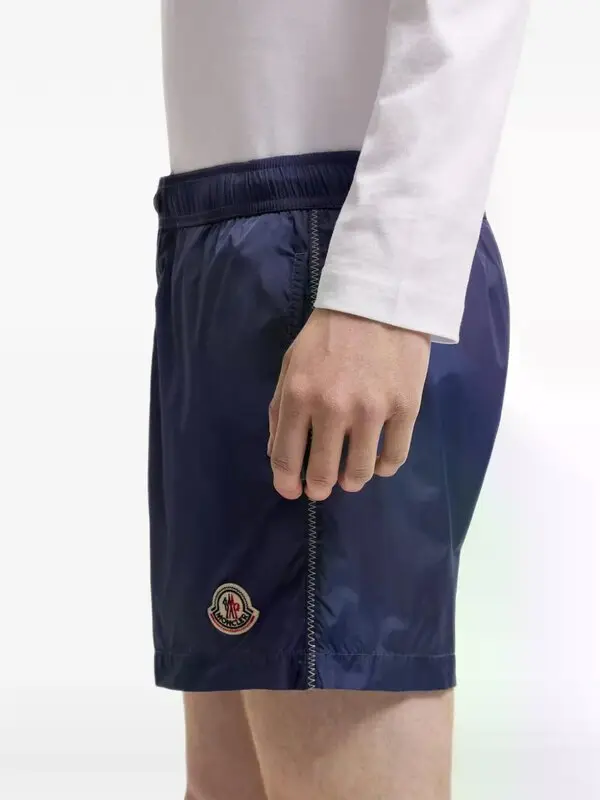 Moncler Logo Patch Swim Shorts - Blue